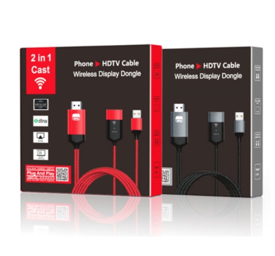 2 in 1 Cast (Phone to HDTV Cable) Wireless Display Dongle | Treasure Net